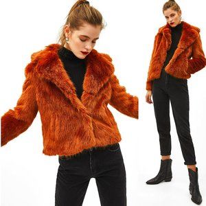 Zara | Jackets & Coats | Boho Chic Faux Fur Jacket In Rust Orange ...